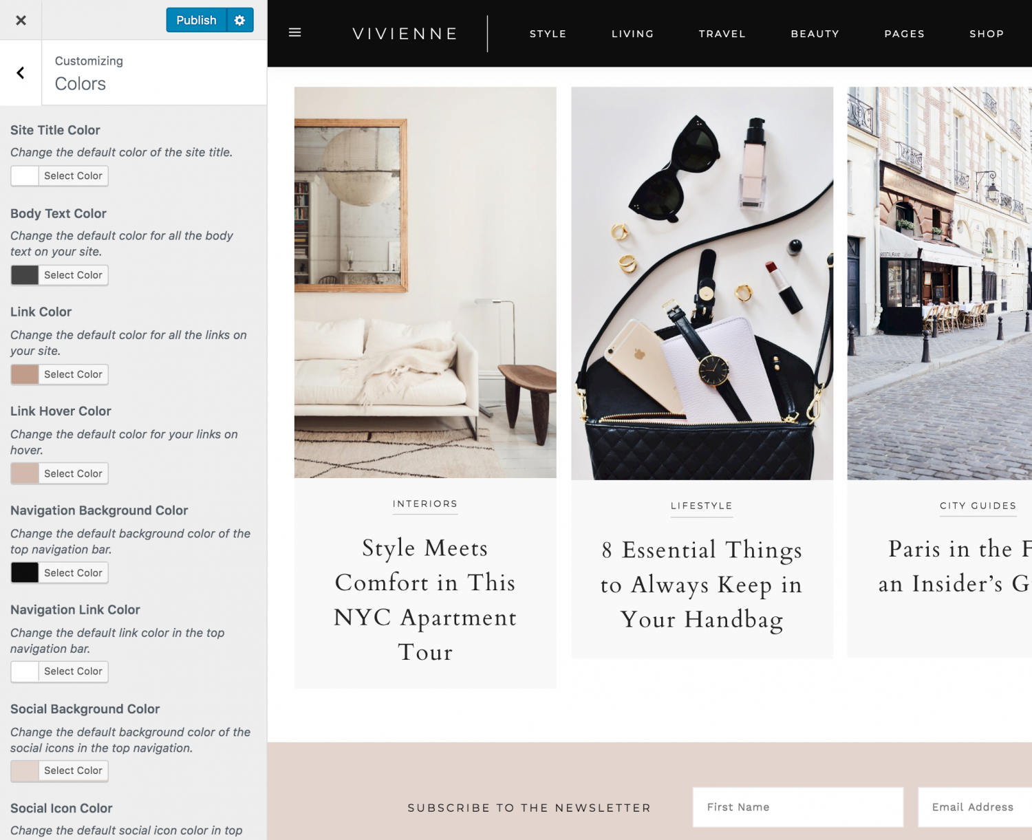 Theme Customizer - Baire.com